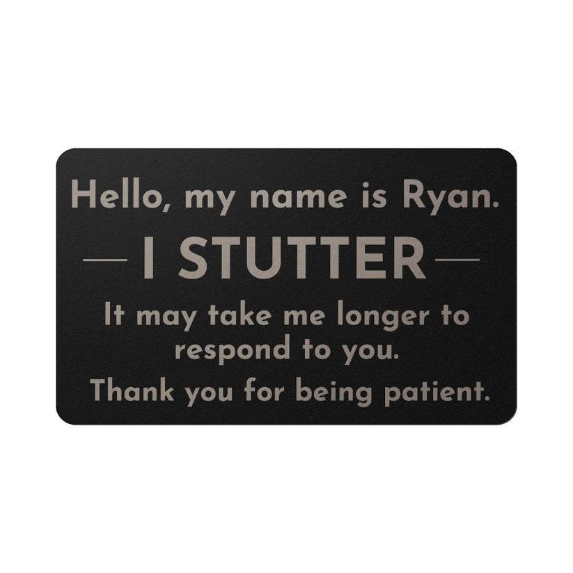 Custom I Stutter Engraved Wallet ID Card for Person Who Stutters ...
