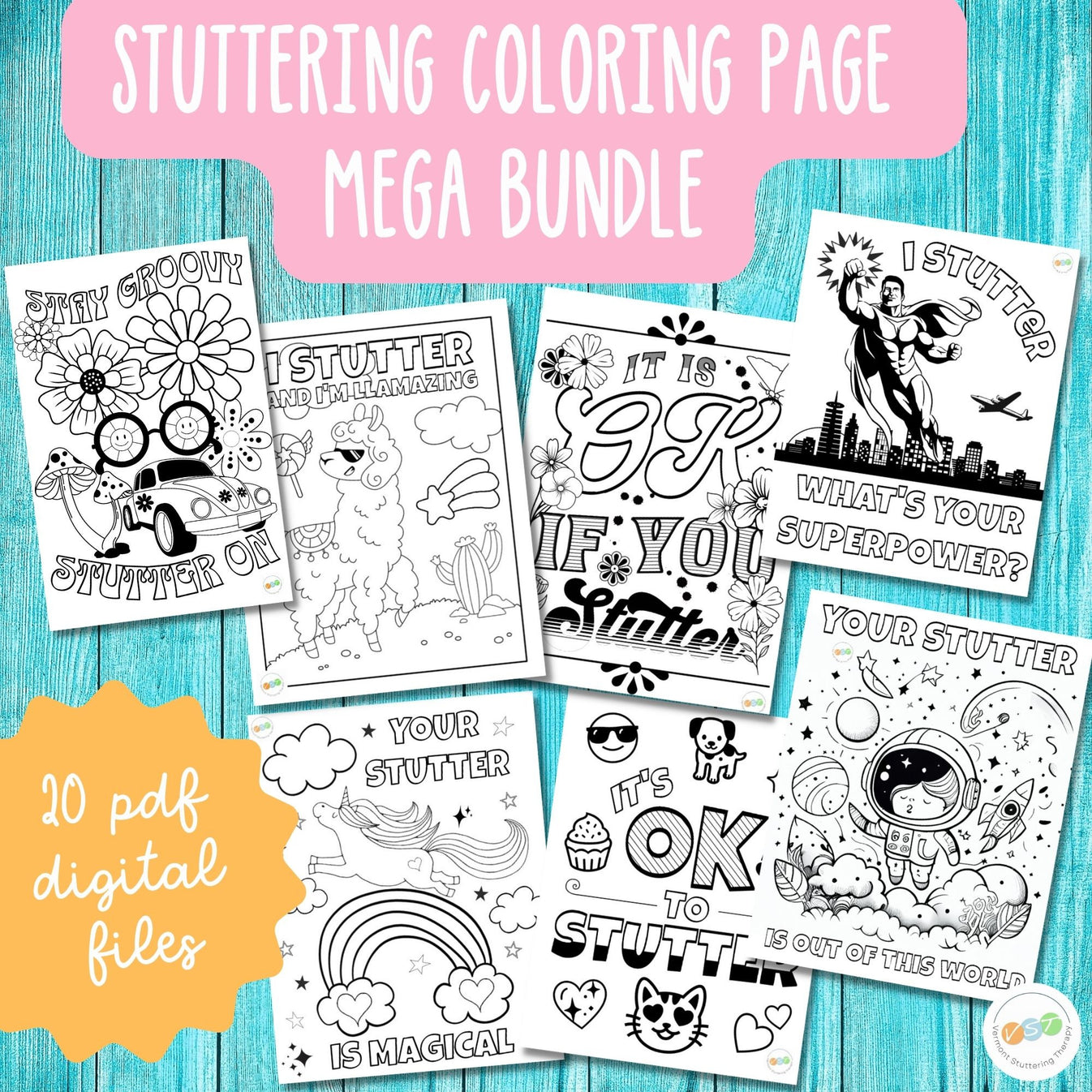 Digital Stuttering Positive Coloring Pages for SLP Stuttering Therapy ...