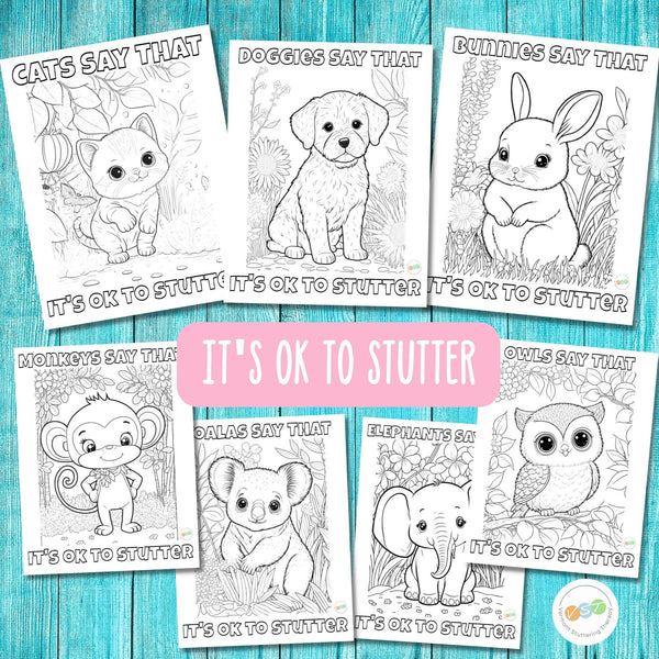 Digital Stuttering Positive Coloring Pages for SLP Stuttering Therapy ...